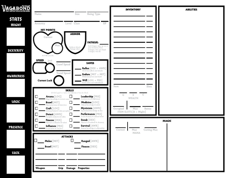 Nyx Characther Sheet | PDF | Projectile Weapons | Firearms