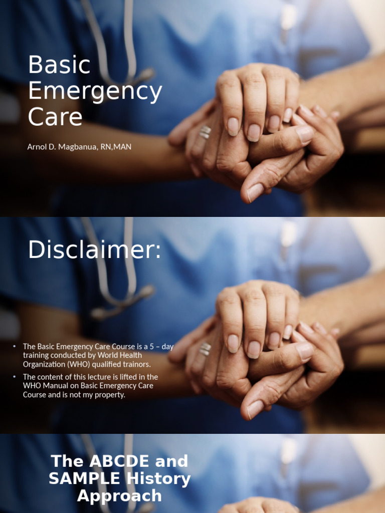 Basic Emergency Care Training Guide | PDF | Personal Protective ...