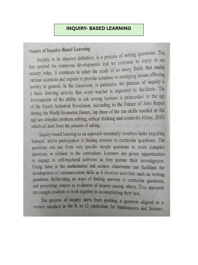 Inquiry-Based-Learning - 1 | PDF