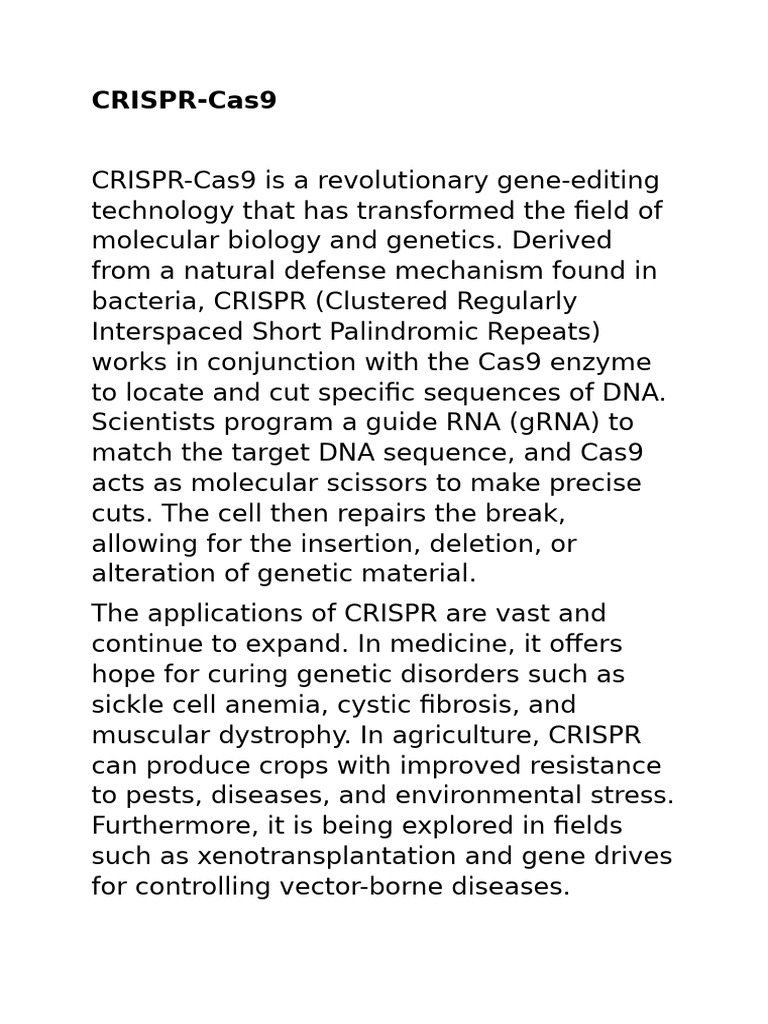 CRISPR-Cas9 Gene Editing Explained | PDF