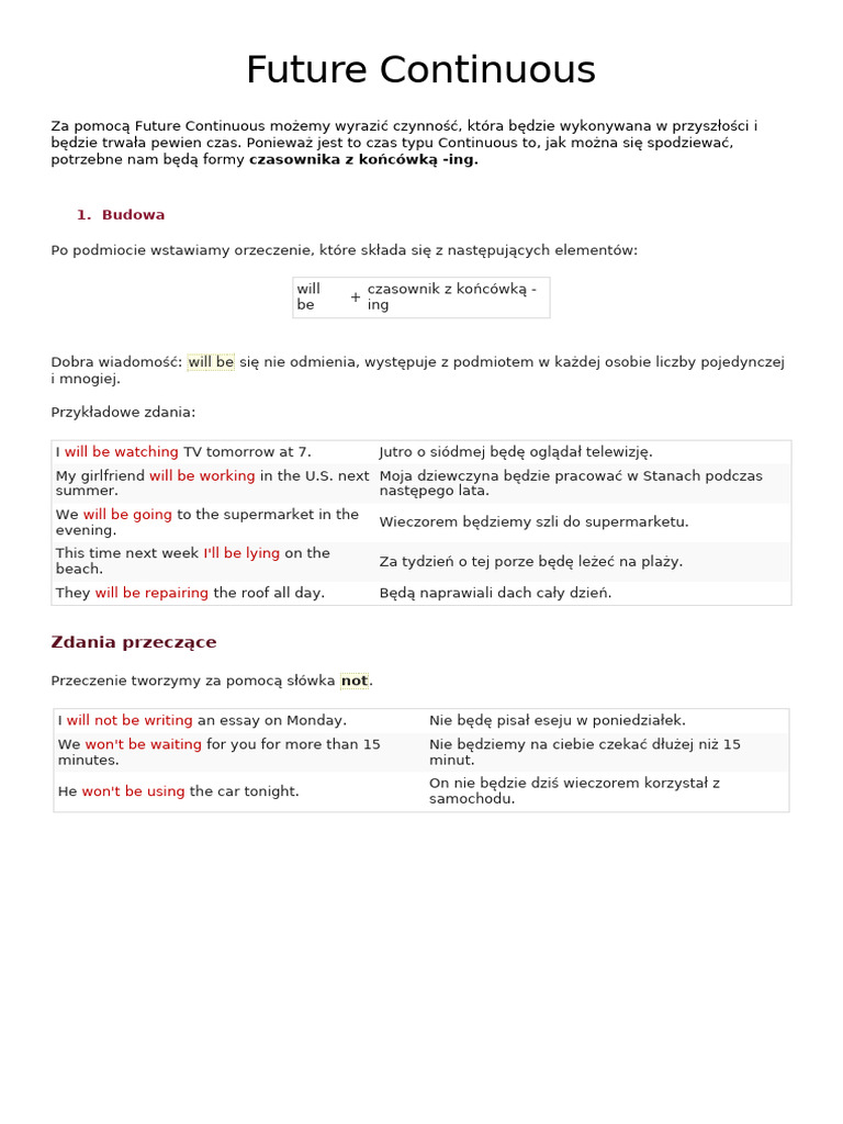 Future Continuous | PDF