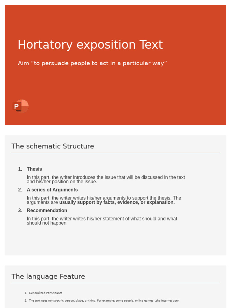 Language Features of Hortatory Exposition | PDF