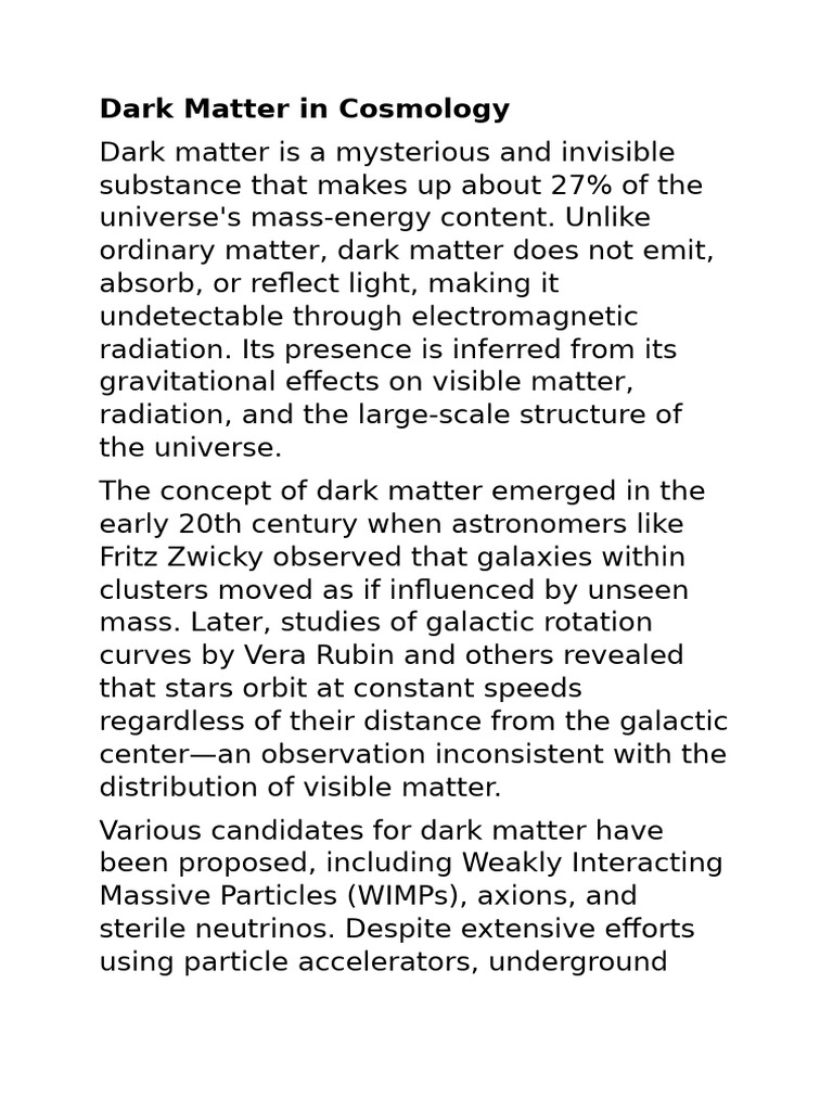 Dark Matter in Cosmology | PDF