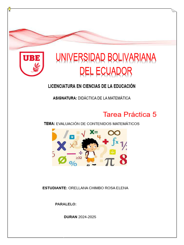 Tarea Practica 5 Didactica de La Matemática Helen Orellana | PDF | Evaluación | Maestros