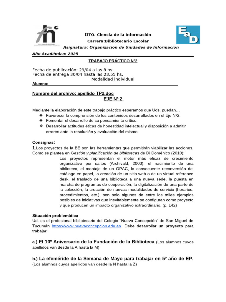 Marsiglio Natalia-Tp2 | PDF | Biblioteca escolar | Bibliotecas