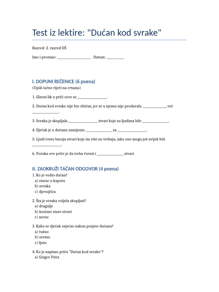 Test Ducan Kod Svrake | PDF