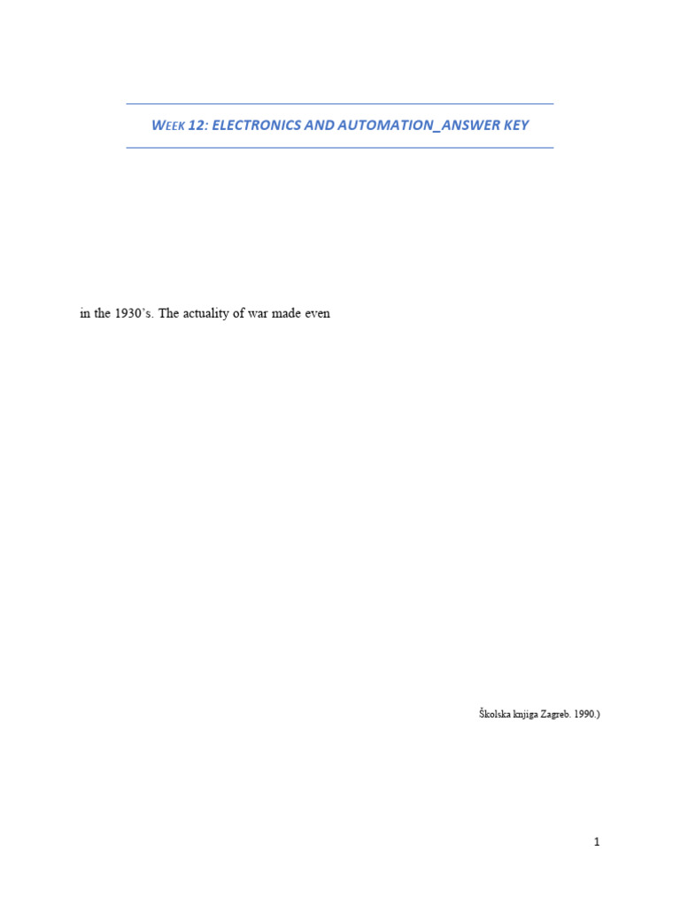 Electronics and Automation - ANSWER KEY | PDF | Electronics | Building ...