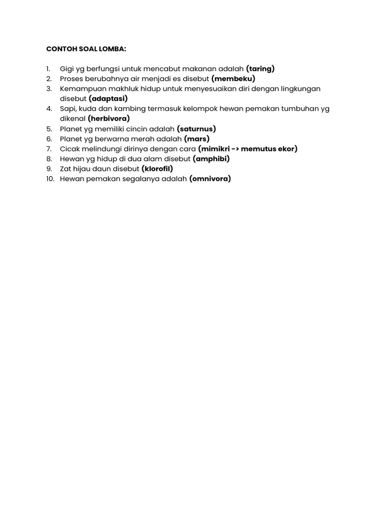 Contoh Soal Lomba | PDF