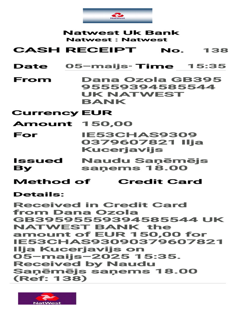 Cash Receipt 138 202505051539 | PDF