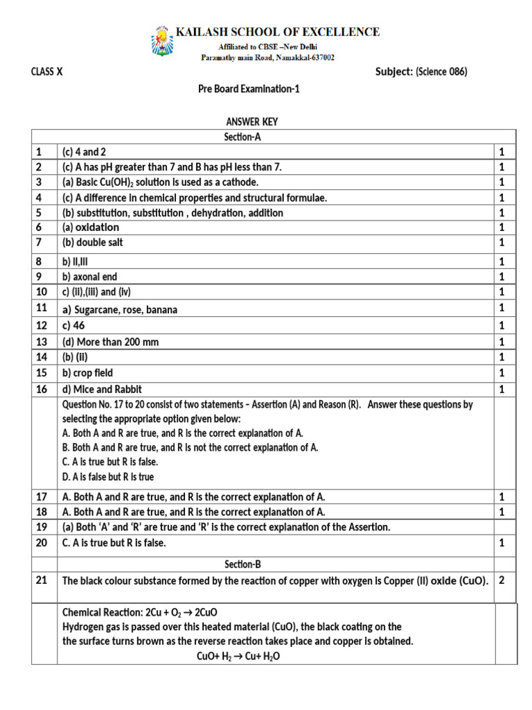 10 Sci Preboard-1 MS 2024-25 | PDF | Sodium Bicarbonate | Fertilisation