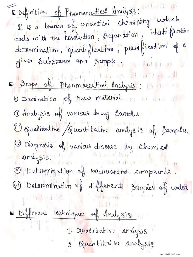 Pharmaceutical Analysis Unit 1 Notes | PDF