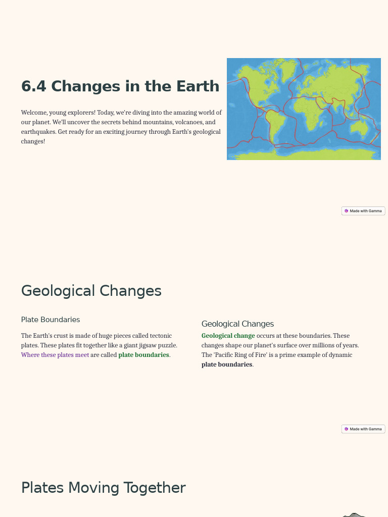 6.4 Changes in The Earth | PDF | Plate Tectonics | Volcano