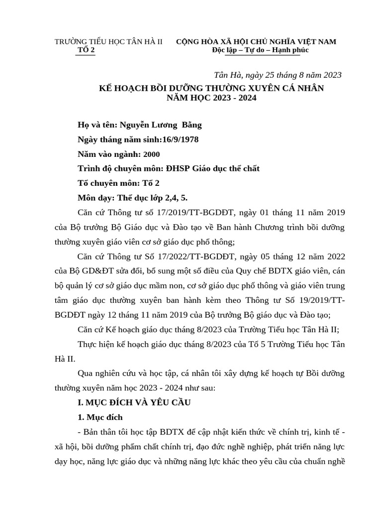 BDTX NĂM 2023 - 2024 | PDF