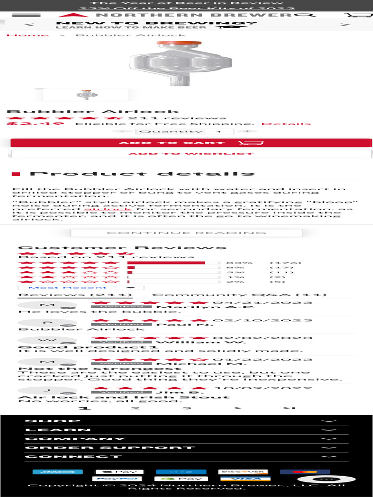Bubbler Airlock For Homebrew Fermentation | PDF