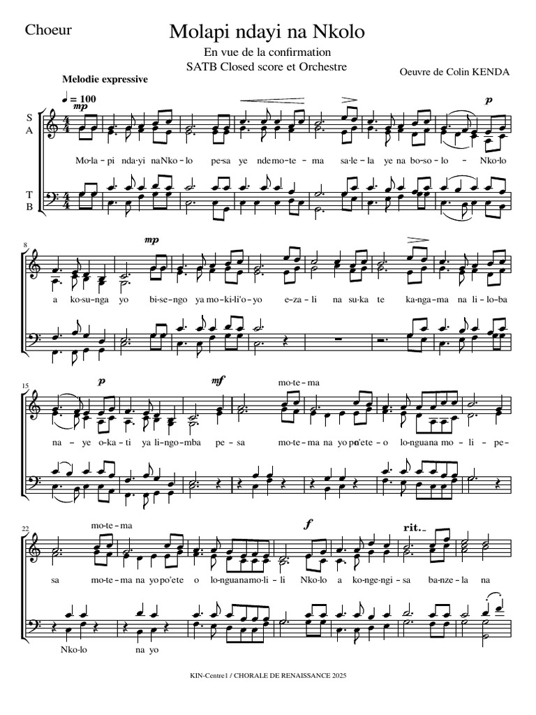 Molapi - Ndayi - Na - Nkolo SATB | PDF