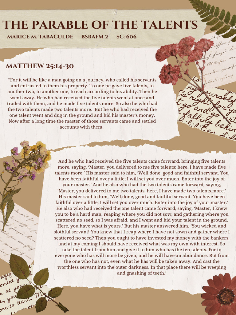 The Parable of The Talents | PDF | Jesus | New Testament Books