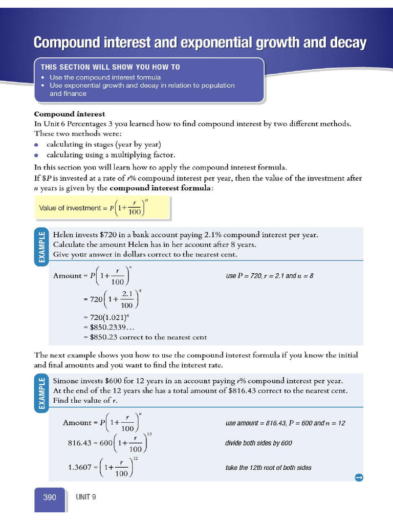 Compound interest and exponential growthand decay | PDF
