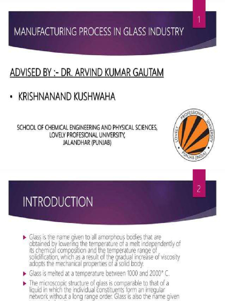 MfgInd Processes - Glass Making | PDF