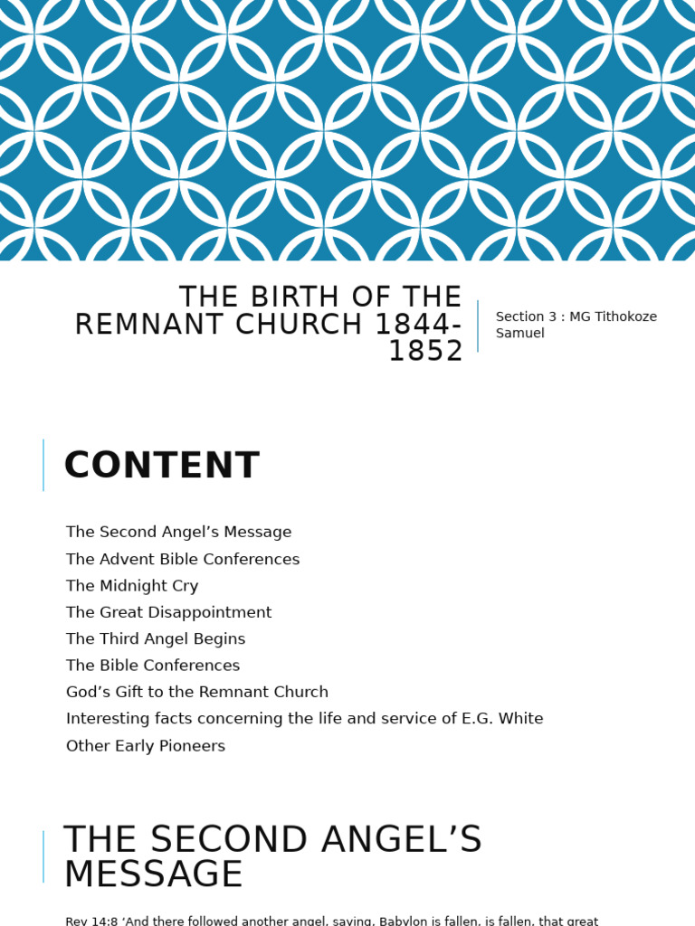 Church Heritage 3 The Birth of The Remnant Church 1844-1852 | PDF ...
