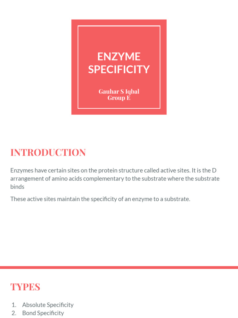 Enzyme Specificity and Stereospecificity | PDF