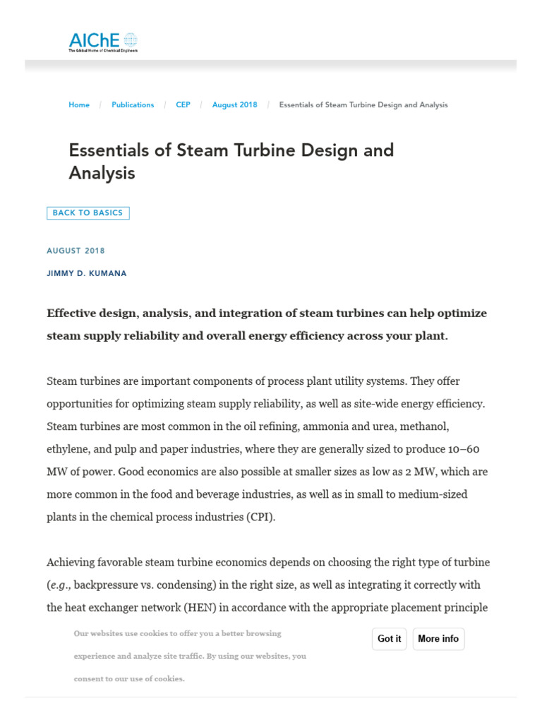 Essentials of Steam Turbine Design and Analysis _ AIChE | PDF | Cogeneration | Steam