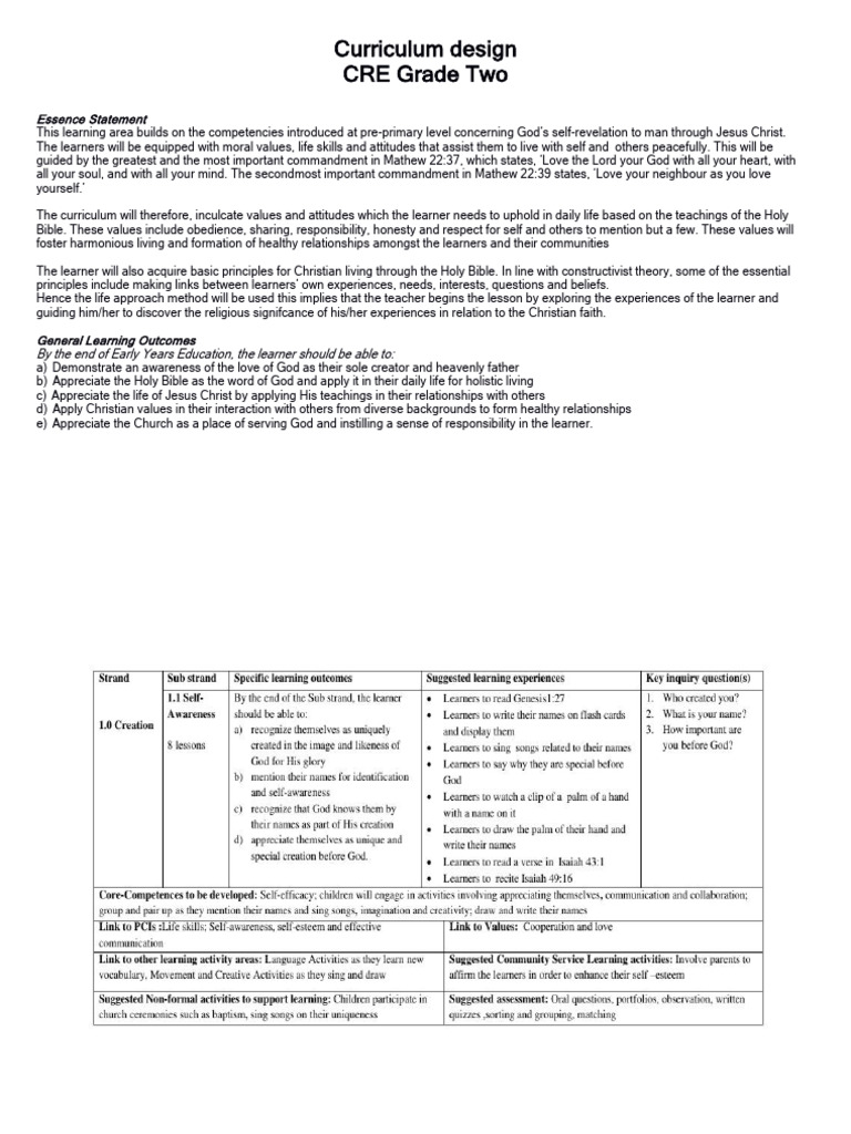 cre-grade-one-curriculum-design | PDF