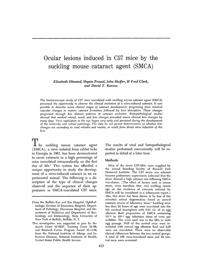 Ocular Lesions Induced in C57 Mice by The Suckling Mouse Cataract Agent ...