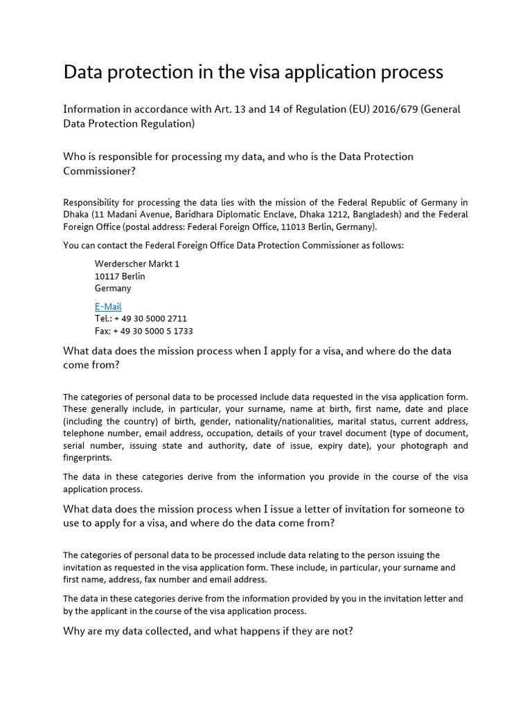 Visa Application Data Protection Guide | PDF | Travel Visa ...
