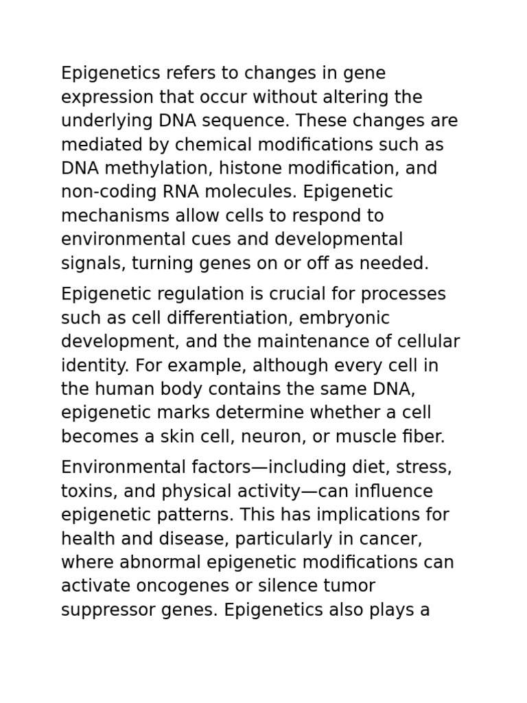 Epigenetics and Gene Regulation | PDF