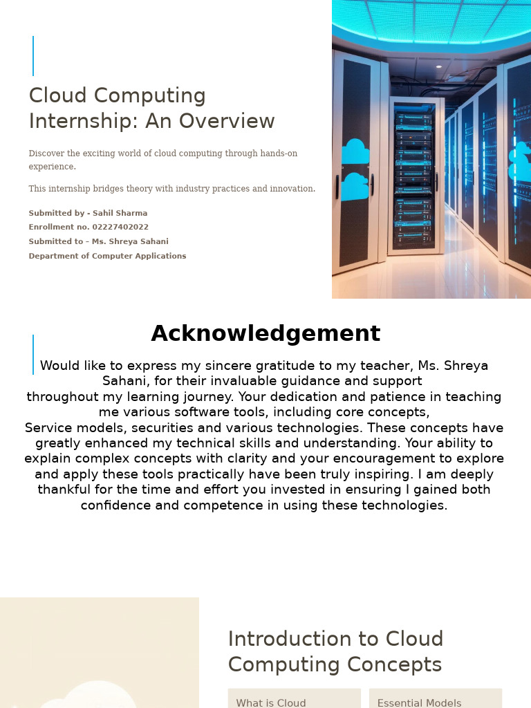 Sahil Sharma Cloud Computing Internship An Overview | PDF | Cloud ...