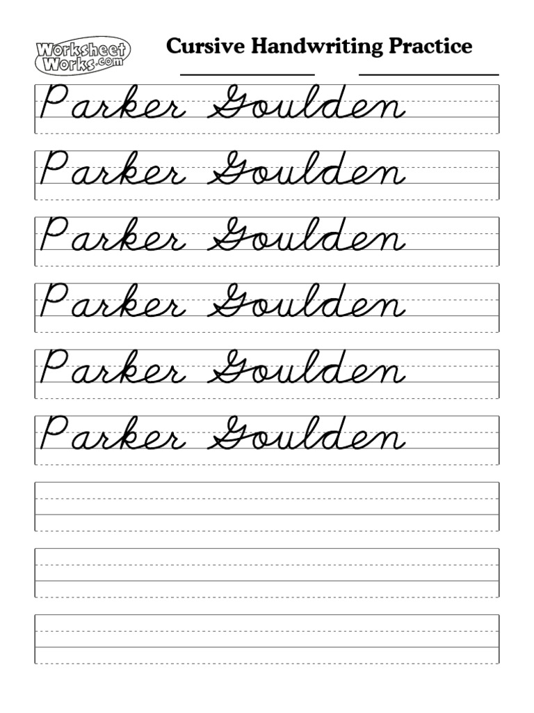 WorksheetWorks Cursive Handwriting Practice 1 (2) | PDF