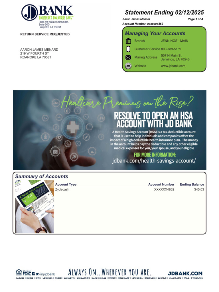 Checking Account Statements - 2 - 12 - 2025 - AARON JAMES MENARD ...