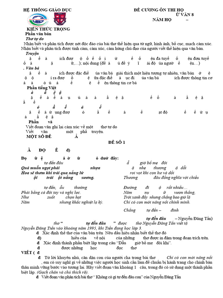 Van 8 - de Cuong On Tap HK2 | PDF