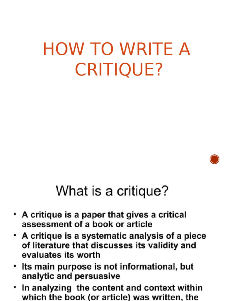How To Write A Critique? | PDF