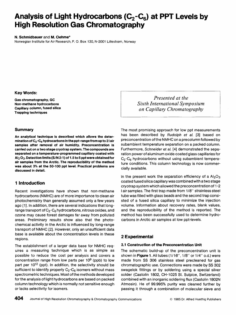 Analysis of Light Hydrocarbons C2 C6 at | PDF | Gas Chromatography ...