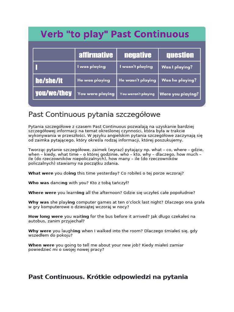 Past Continuous | PDF