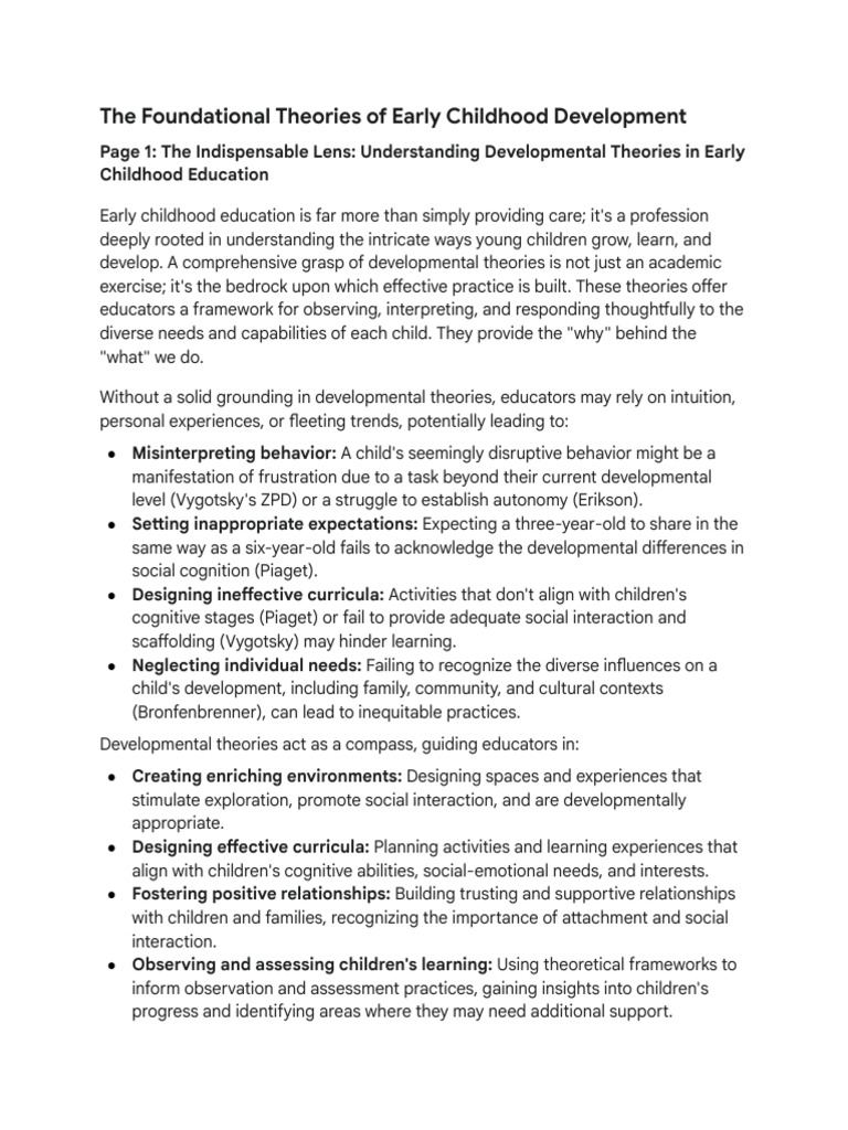 Document 1 - The Foundational Theories of Early Childhood Development ...