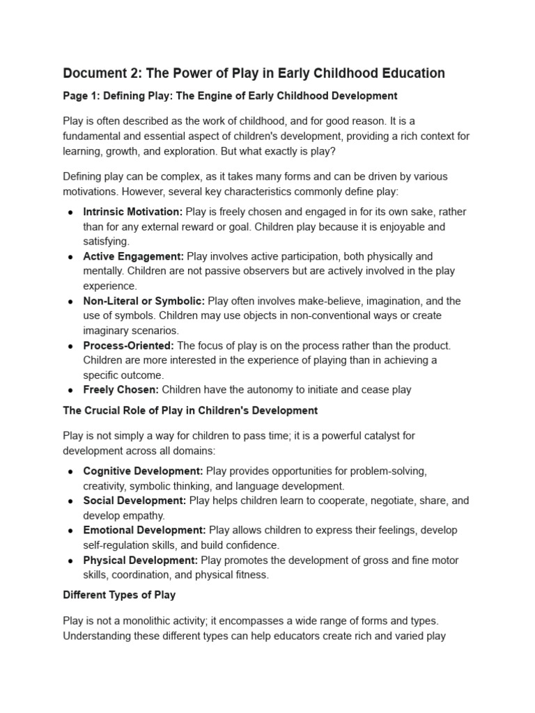 Document 2 - The Power of Play in Early Childhood Education | PDF ...