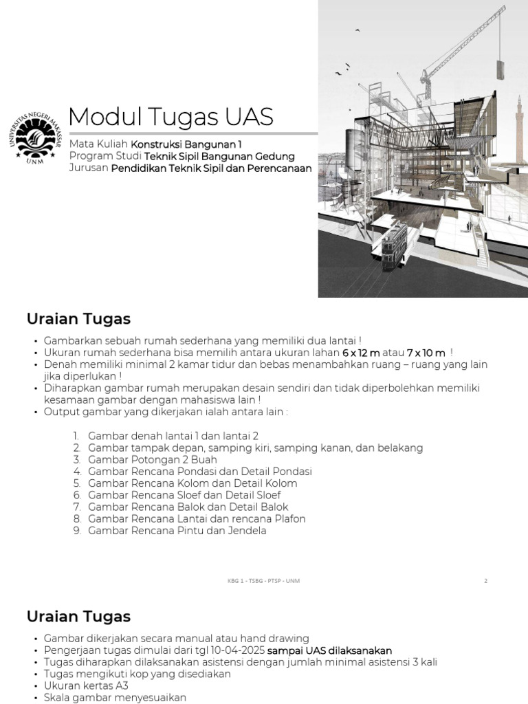 Tugas UAS Konstruksi Bangunan I | PDF