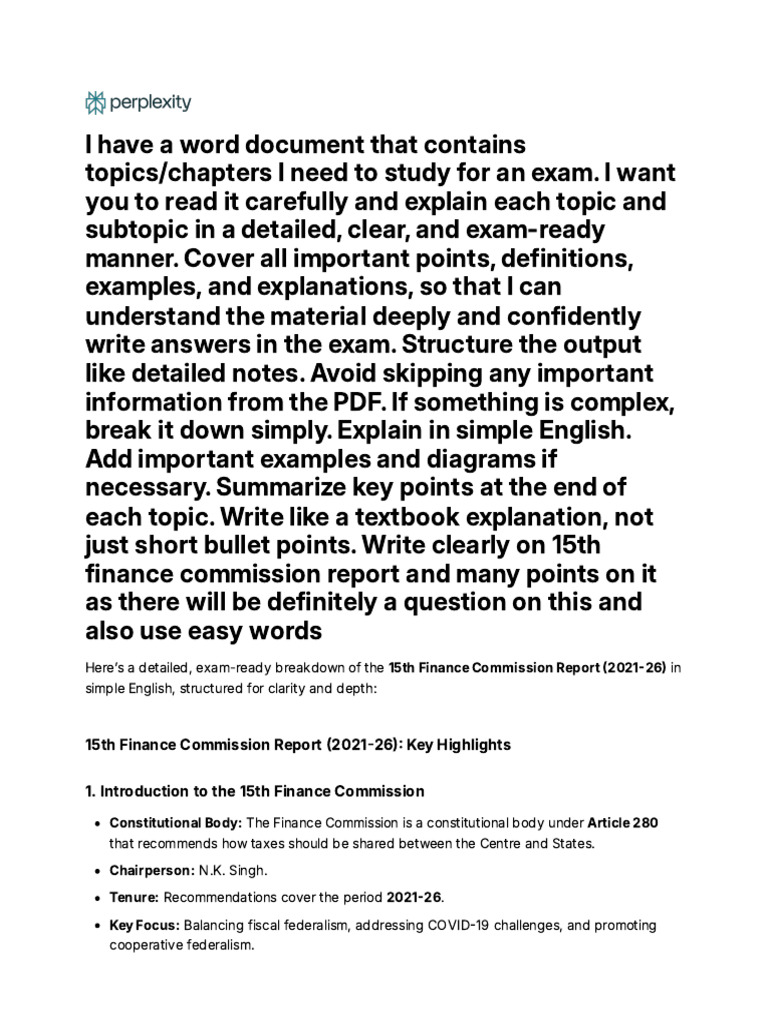 15th Finance Commission Report | PDF | Government Budget Balance | Taxes