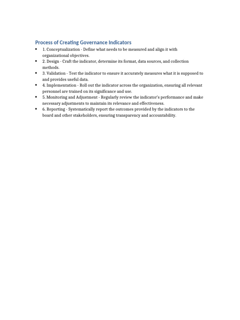 Governance Indicators Process Flowchart | PDF