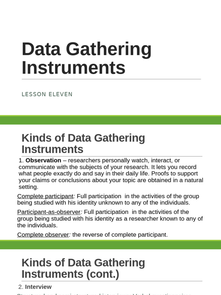 Lesson 11 Data Gathering Instruments | PDF