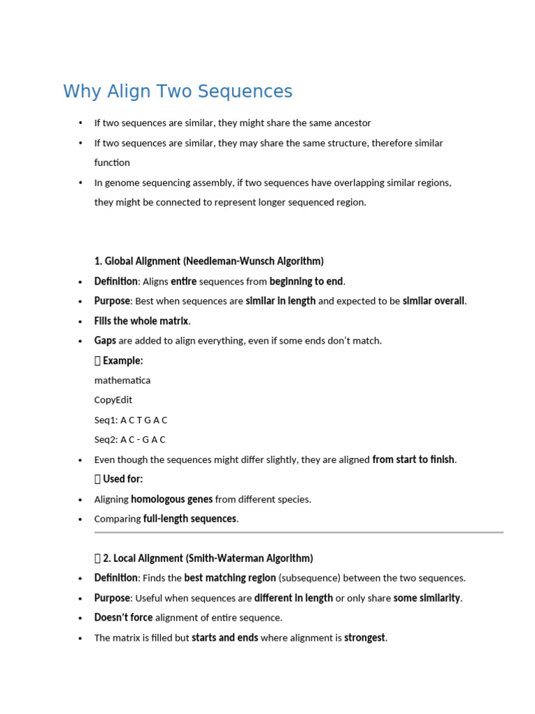 Why Align Two Sequences | PDF