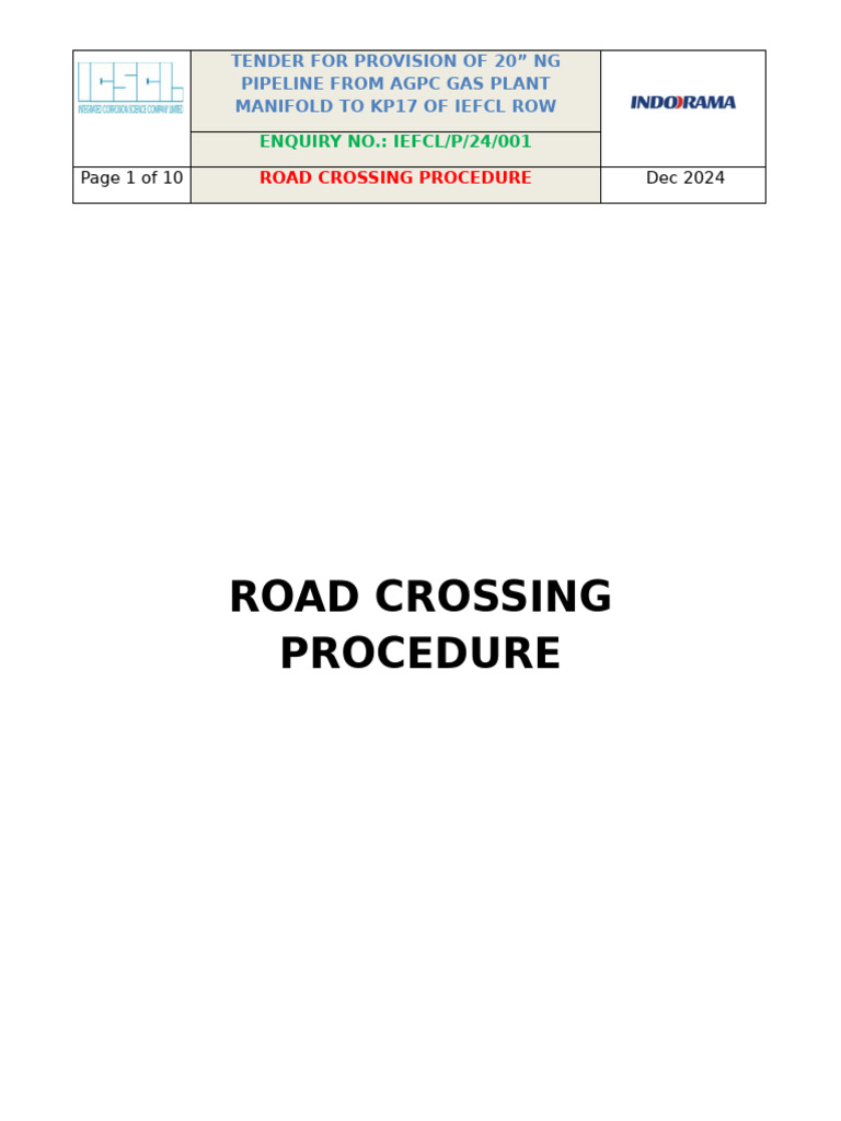 2.11 Road - Crossing - Procedure | PDF | Pipe (Fluid Conveyance) | Road