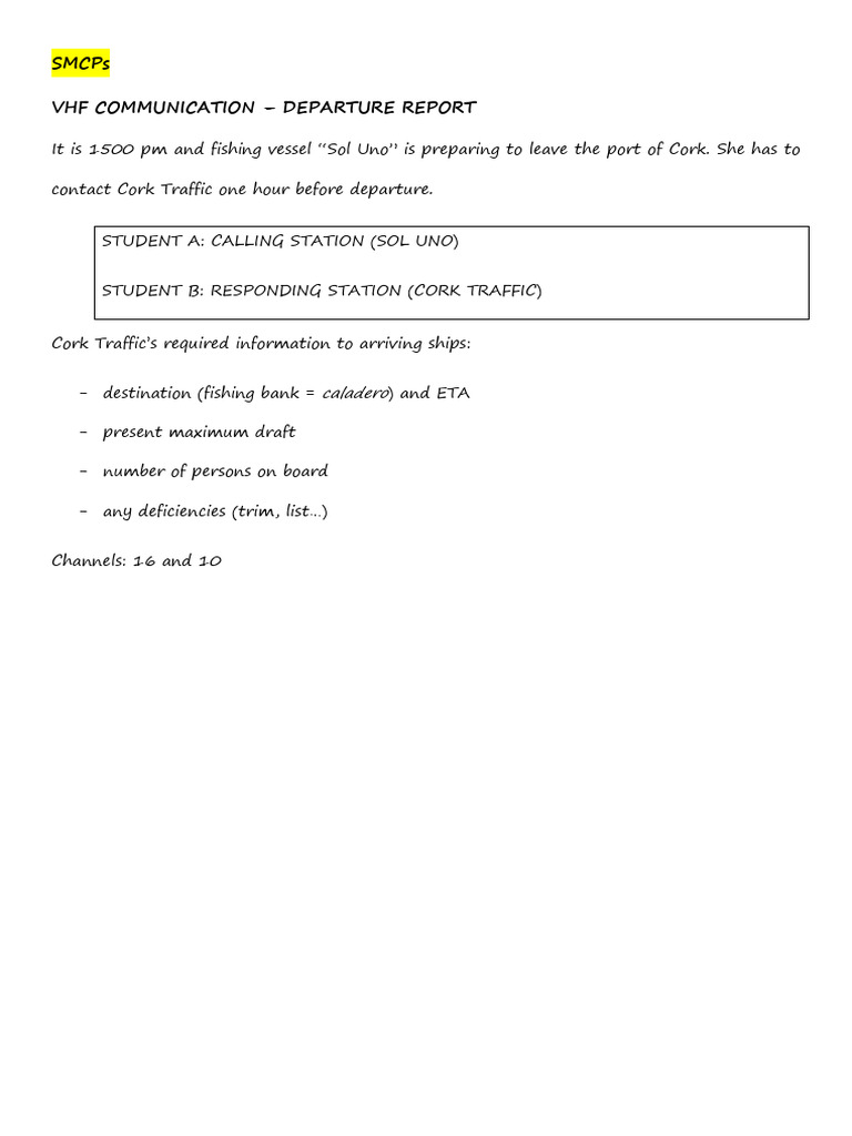 SMCP - Departure Report (ROLEPLAY) | PDF