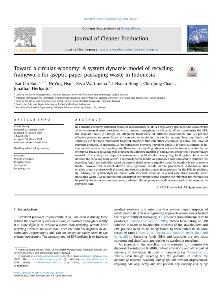 Toward A Circular Economy A System Dynamic Model of Recycling Framework ...