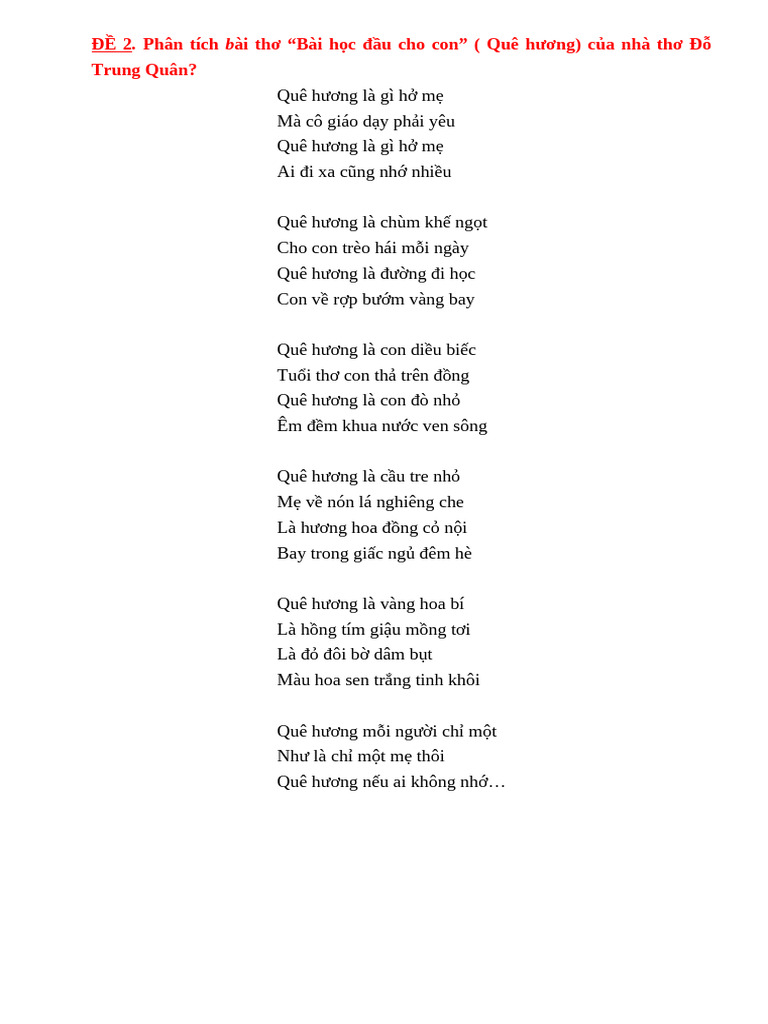 bai tho que huong | PDF