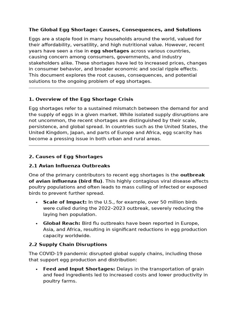 The Global Egg Shortage | PDF | Avian Influenza | Animal Feed