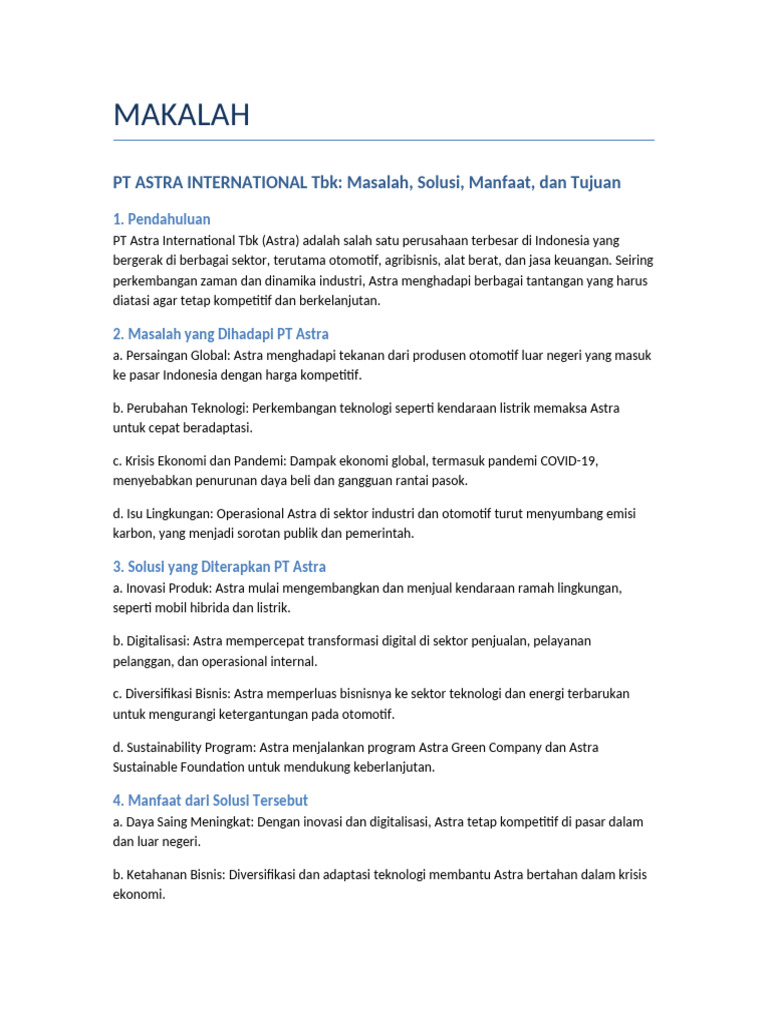 Makalah PT Astra | PDF