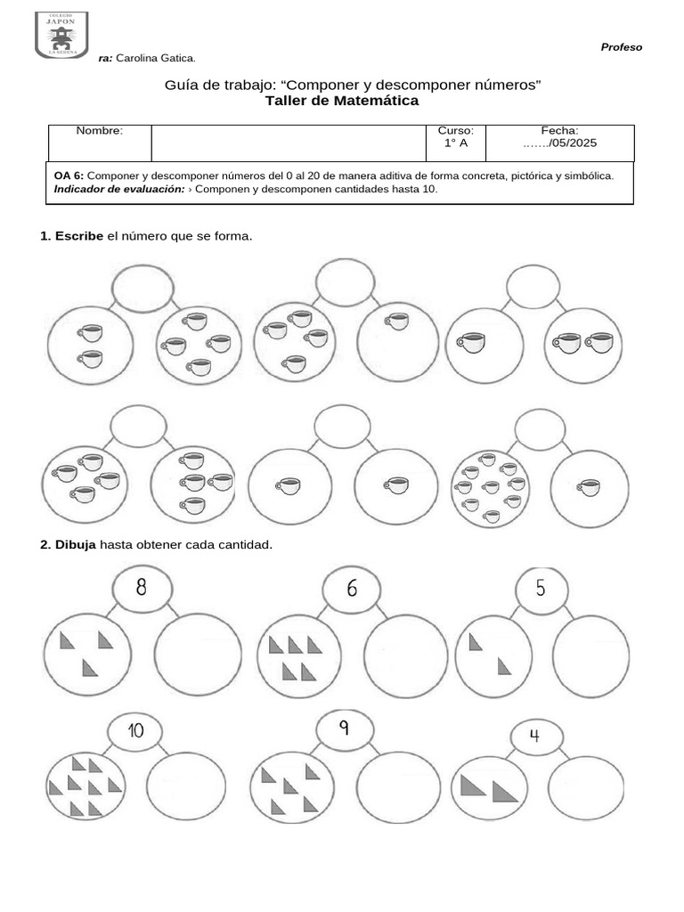 Guía Componer y Descomponer Números Hasta El 10 | PDF